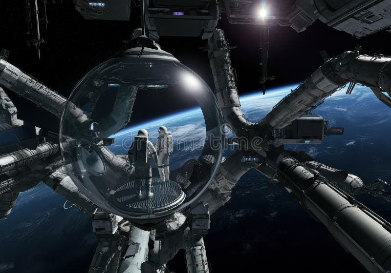 Futuristic Space Station with Interconnected Cylindrical Modules ...