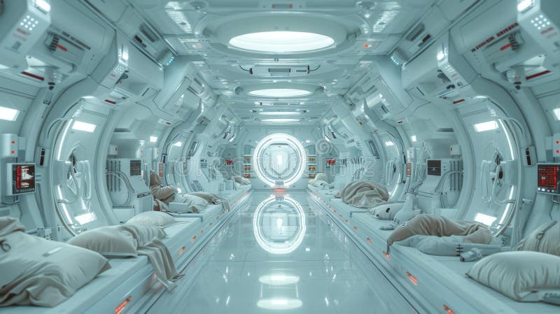Futuristic Space Station Interior with Sleeping Pods - Generative Ai ...