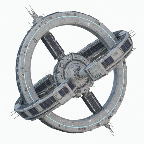 Futuristic Space Station with a Large Central Ring Structure. the Ring ...