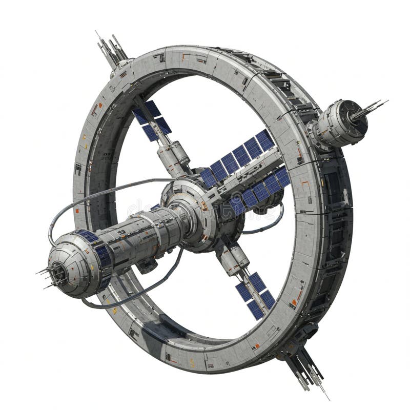 Futuristic Space Station with a Large, Circular Ring Structure ...
