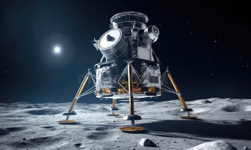 A Futuristic Space Station on the Lunar Surface Stock Illustration ...