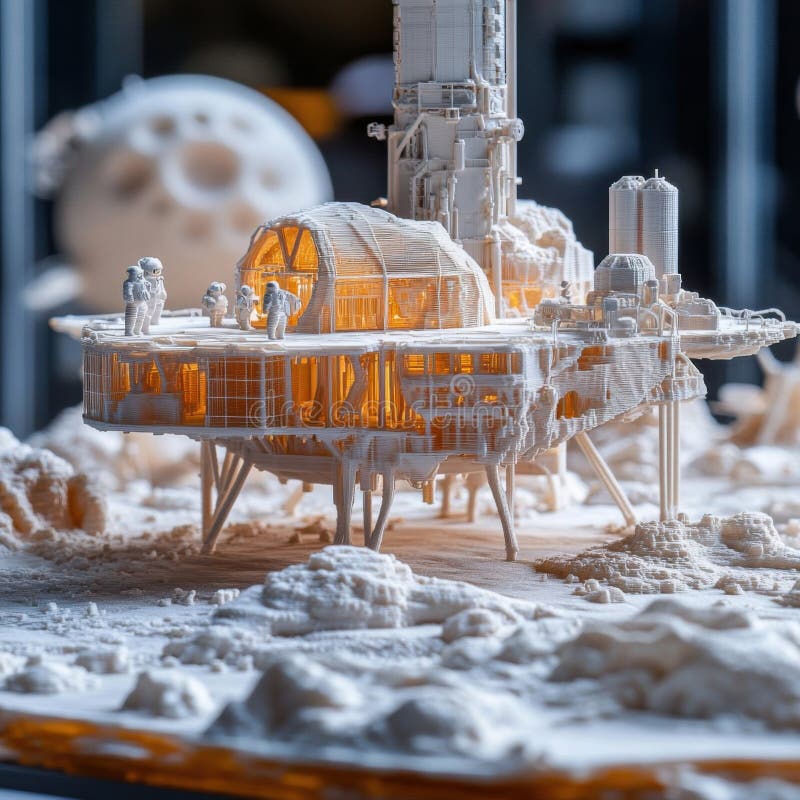 Futuristic Space Station Model with Intricate Design and Lighting Stock ...