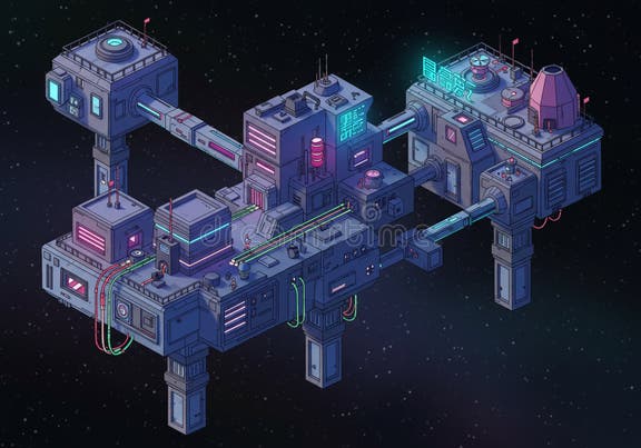 Futuristic Space Station with Modular Structures Interconnected by ...