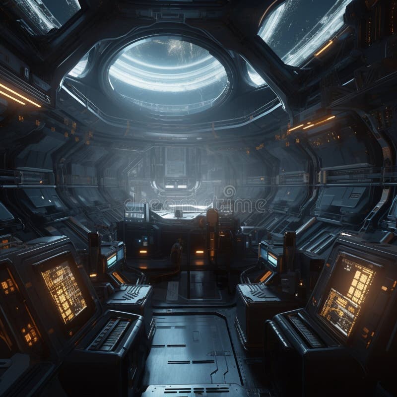 Futuristic Space Station Orbiting a Distant Planet Stock Illustration ...