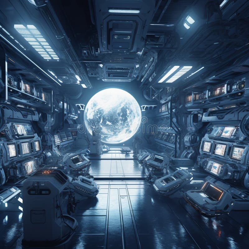 Futuristic Space Station Orbiting a Distant Planet Stock Photo - Image ...