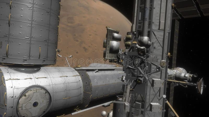 Space Station with Mars in the Background Stock Footage - Video of ...