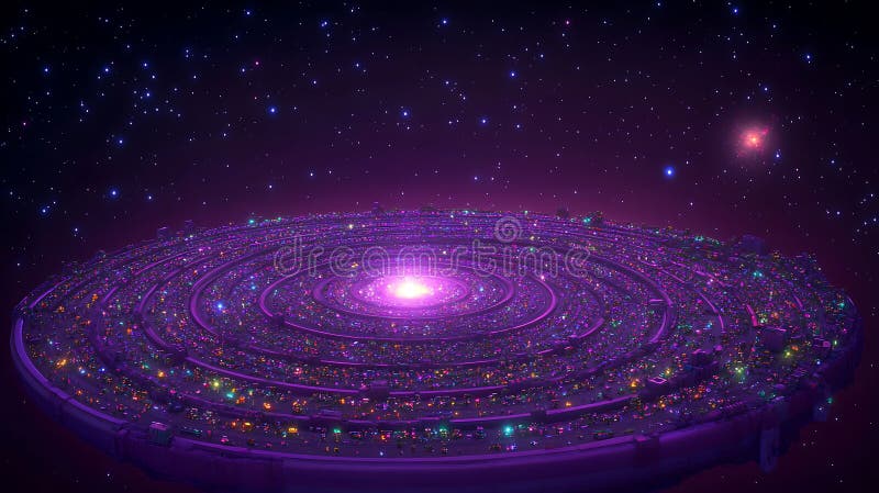 A Futuristic Space Station Orbits in Deep Violet Cosmic Expanse Stock ...