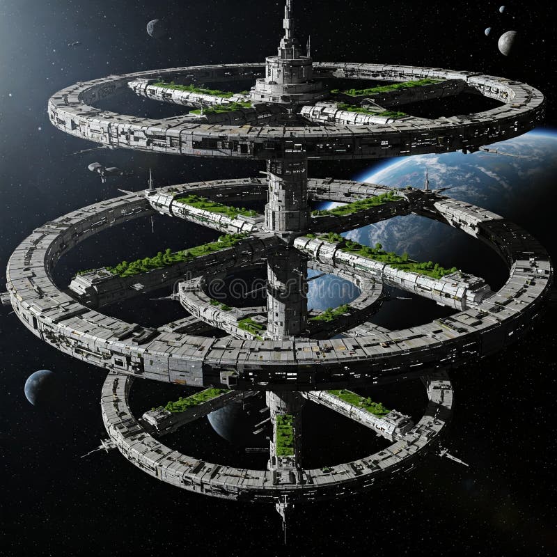 Futuristic Space Station Earth View (Generated with AI) Stock Image ...