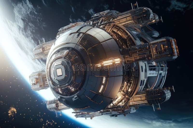 A Futuristic Space Station, with Sleek Design and Advanced Technology ...