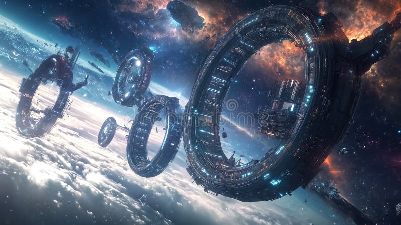 Futuristic Space Station with Solar Arrays Cutting-edge, Solar-p Stock ...