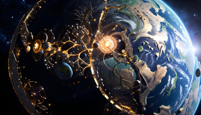 Futuristic Space Structure Encircling a Planet with Advanced Technology ...