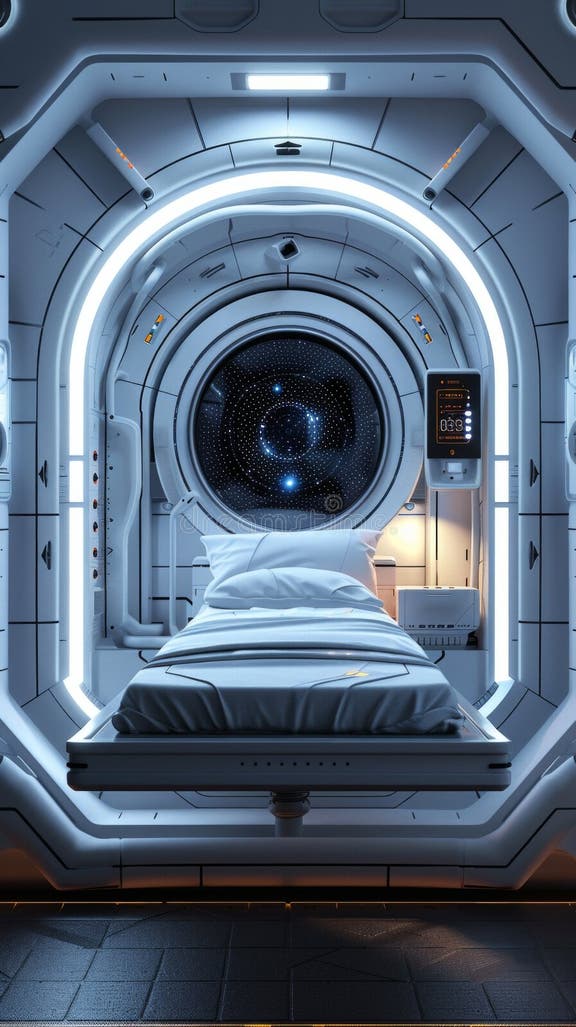 Futuristic Space-themed Capsule Bed in a High-tech Environment. Sci-fi ...