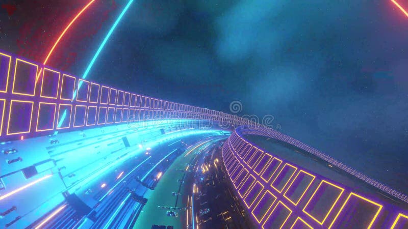 Futuristic Neon - Lit Space Track Stock Footage - Video of design ...