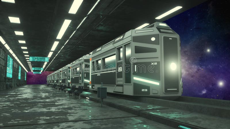 Space Train from Earth To Moon , Vector Cartoon Illustration Stock ...