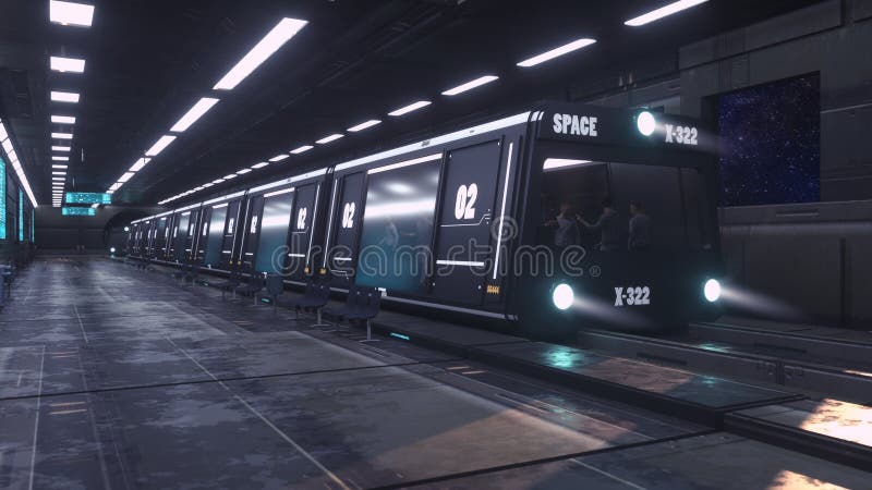 Space Train from Earth To Moon , Vector Cartoon Illustration Stock ...