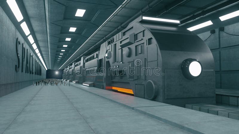 Space Train from Earth To Moon , Vector Cartoon Illustration Stock ...