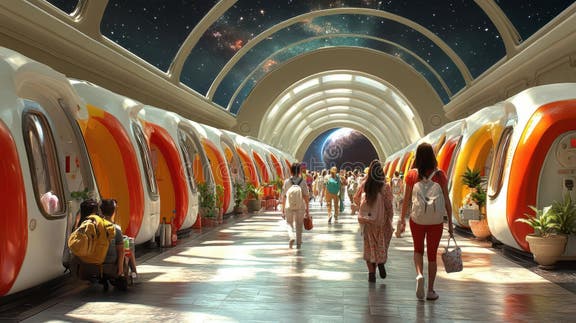 Futuristic Space Transit Pods Stock Illustration - Illustration of ...