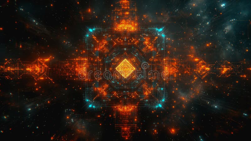 Futuristic Space Vortex with Glowing Tech Elements Stock Image - Image ...