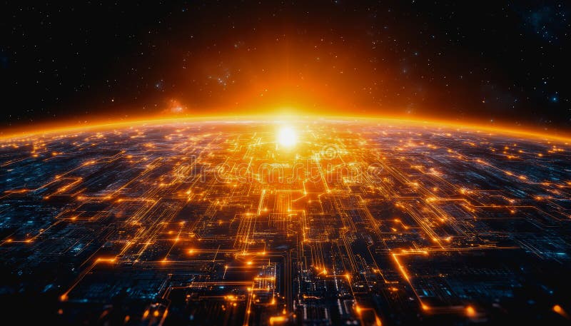 Futuristic Space Vortex with Glowing Tech Elements Stock Photo - Image ...