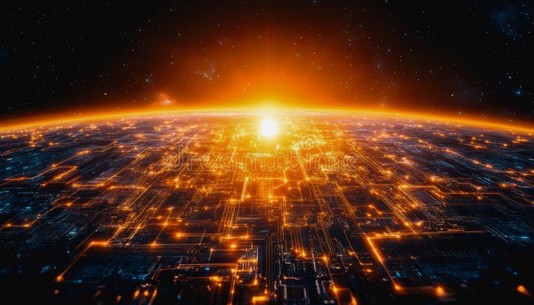 Futuristic Space Vortex with Glowing Tech Elements Stock Photo - Image ...