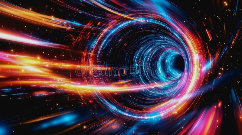 Futuristic Space Vortex with Glowing Tech Elements Stock Photo - Image ...