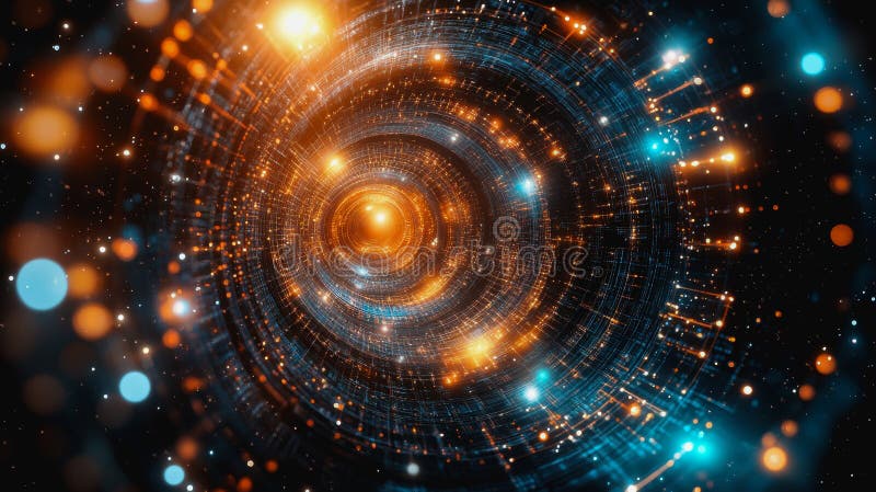 Futuristic Space Vortex with Glowing Tech Elements Stock Image - Image ...