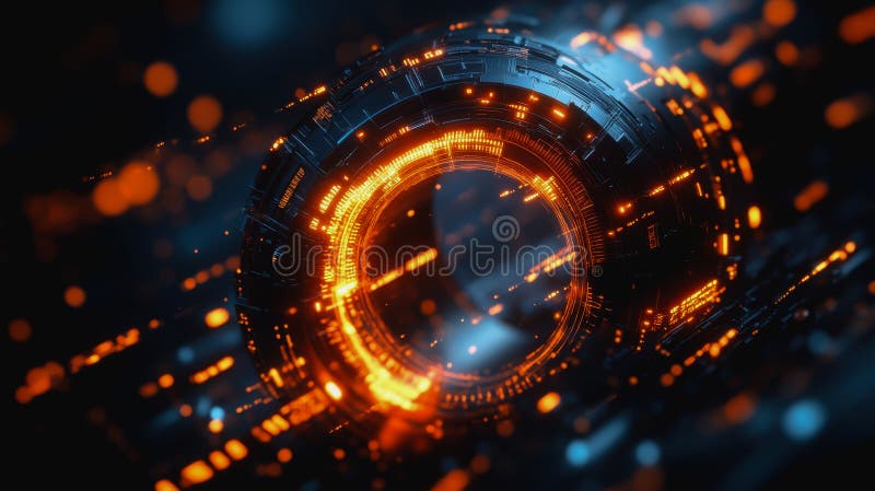 Futuristic Space Vortex with Glowing Tech Elements Stock Photo - Image ...