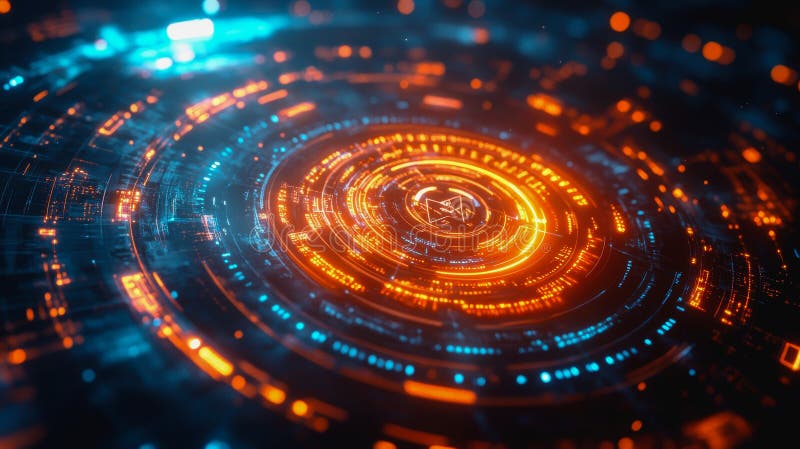 Futuristic Space Vortex with Glowing Tech Elements Stock Photo - Image ...