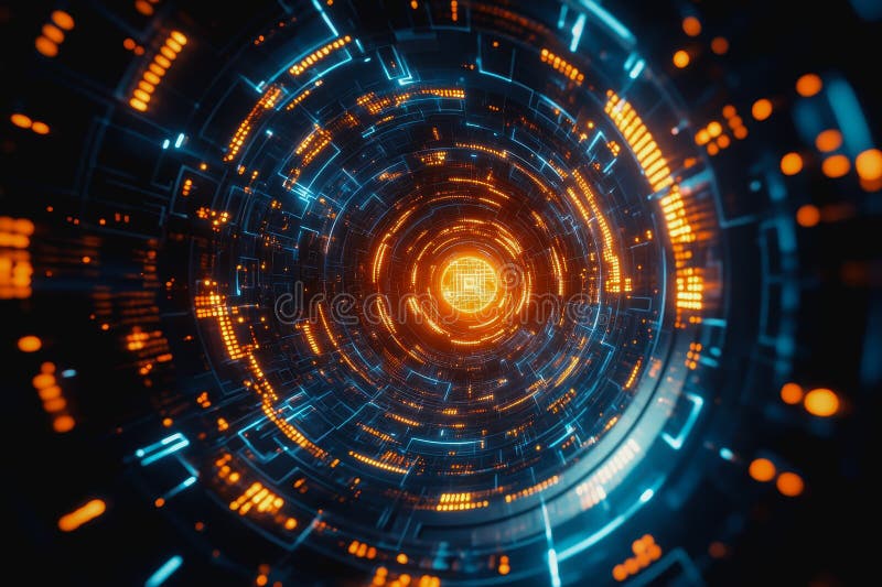 Futuristic Space Vortex with Glowing Tech Elements Stock Photo - Image ...