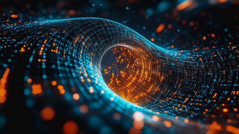 Futuristic Space Vortex with Glowing Tech Elements Stock Photo - Image ...