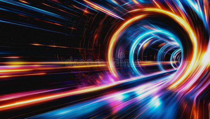 Futuristic Space Vortex with Glowing Tech Elements Stock Photo - Image ...