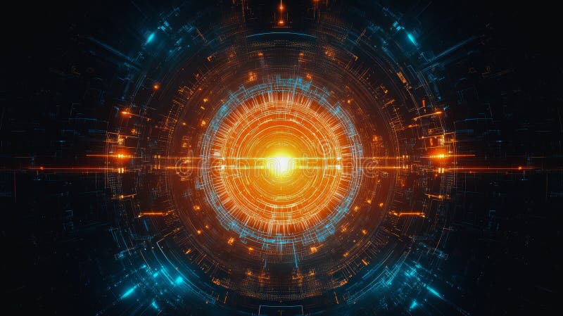Futuristic Space Vortex with Glowing Tech Elements Stock Photo - Image ...