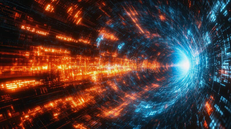 Futuristic Space Vortex with Glowing Tech Elements Stock Photo - Image ...