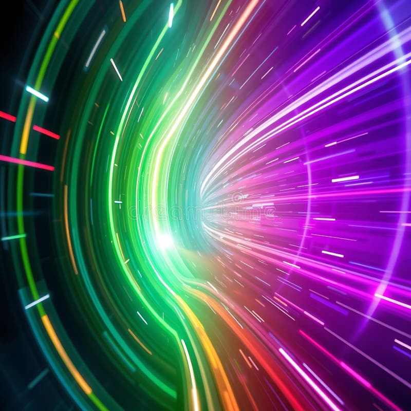 A Futuristic Space Warp Effect with Streaks of Multicolored Light Stock ...