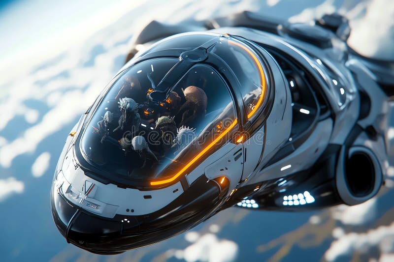 A Futuristic Spacecraft Approaching an Alien Space Station, Its Design ...