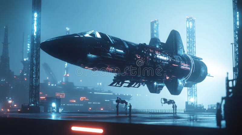 Spacecraft Docking. Opened Spaceship Gateway Door, Porthole ...