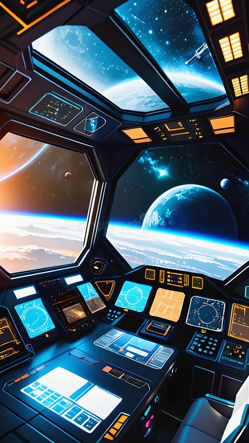 Futuristic Spacecraft Cockpit: Immersive Stellar Exploration & Advanced ...