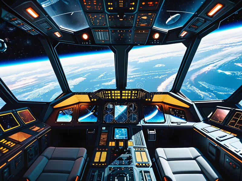 Futuristic Spacecraft Cockpit: Stellar Vision & High-Tech Controls ...