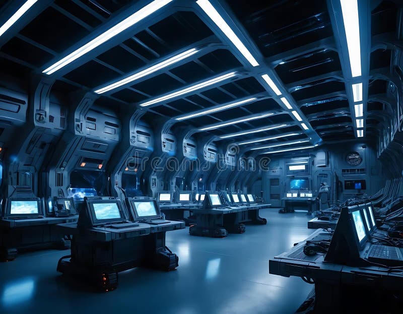 Futuristic Spacecraft Command Bridge Featuring Advanced Technology ...