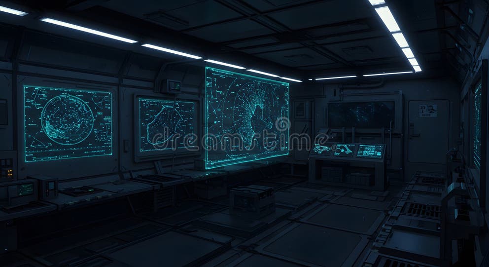 Futuristic Spacecraft Command Center Interior Design with Advanced ...