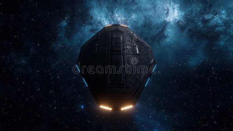 Futuristic Spacecraft in Deep Space Stock Illustration - Illustration ...