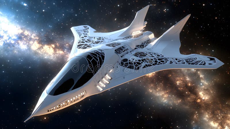 Futuristic Spacecraft Design Soaring through Starry Galaxy, Showcasing ...