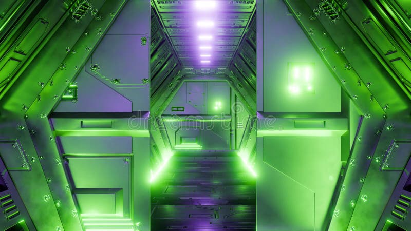 A Futuristic Spacecraft Door with Neon Lights, Animation Loop Stock ...