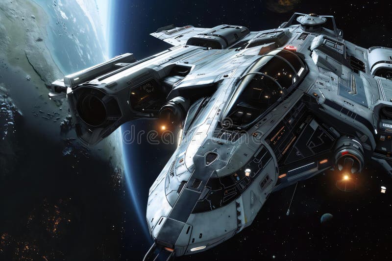 Futuristic Spacecraft Earth: Cosmos Soar Stock Image - Image of robot ...