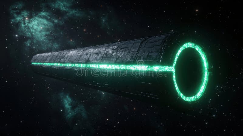 Futuristic Spacecraft with Glowing Ring in Space Stock Illustration ...