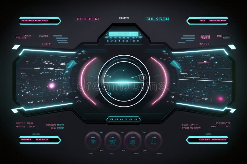 Futuristic Spacecraft HUD Panel with Target on Radar Screen, Game ...