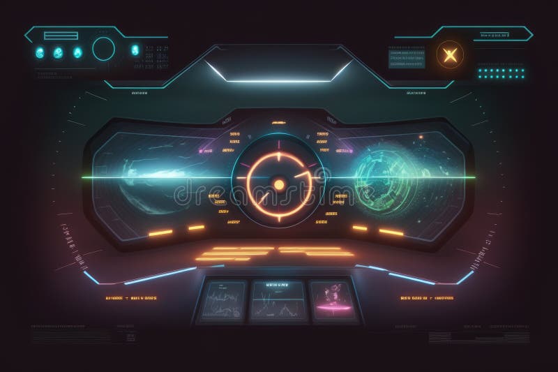 Futuristic Spacecraft HUD Panel with Target on Radar Screen, Game ...