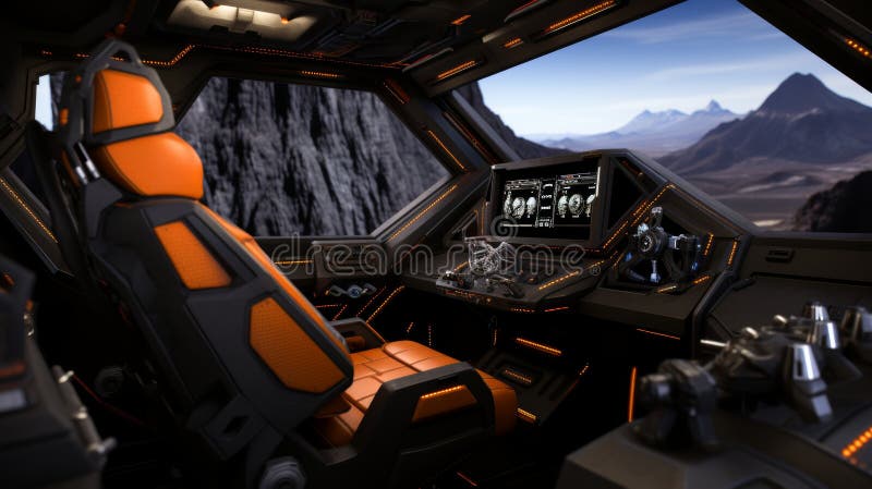 Futuristic Spacecraft Interior with Advanced Control Panels for ...