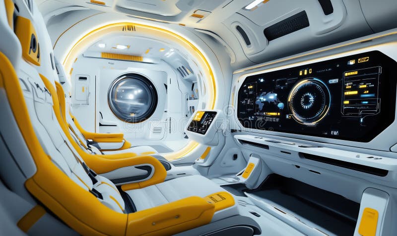 Futuristic Spacecraft Interior with Advanced Technology and Sleek ...