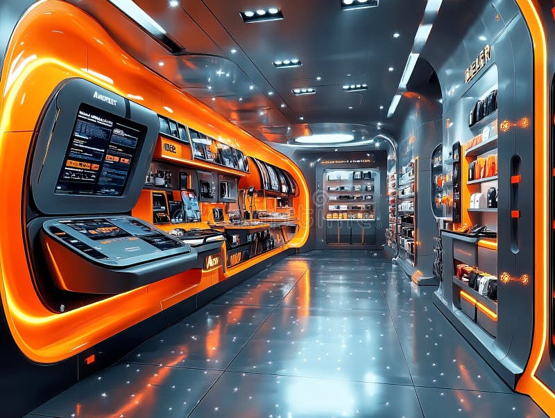 A Futuristic Spacecraft Interior with Control Panel, Engine Room ...